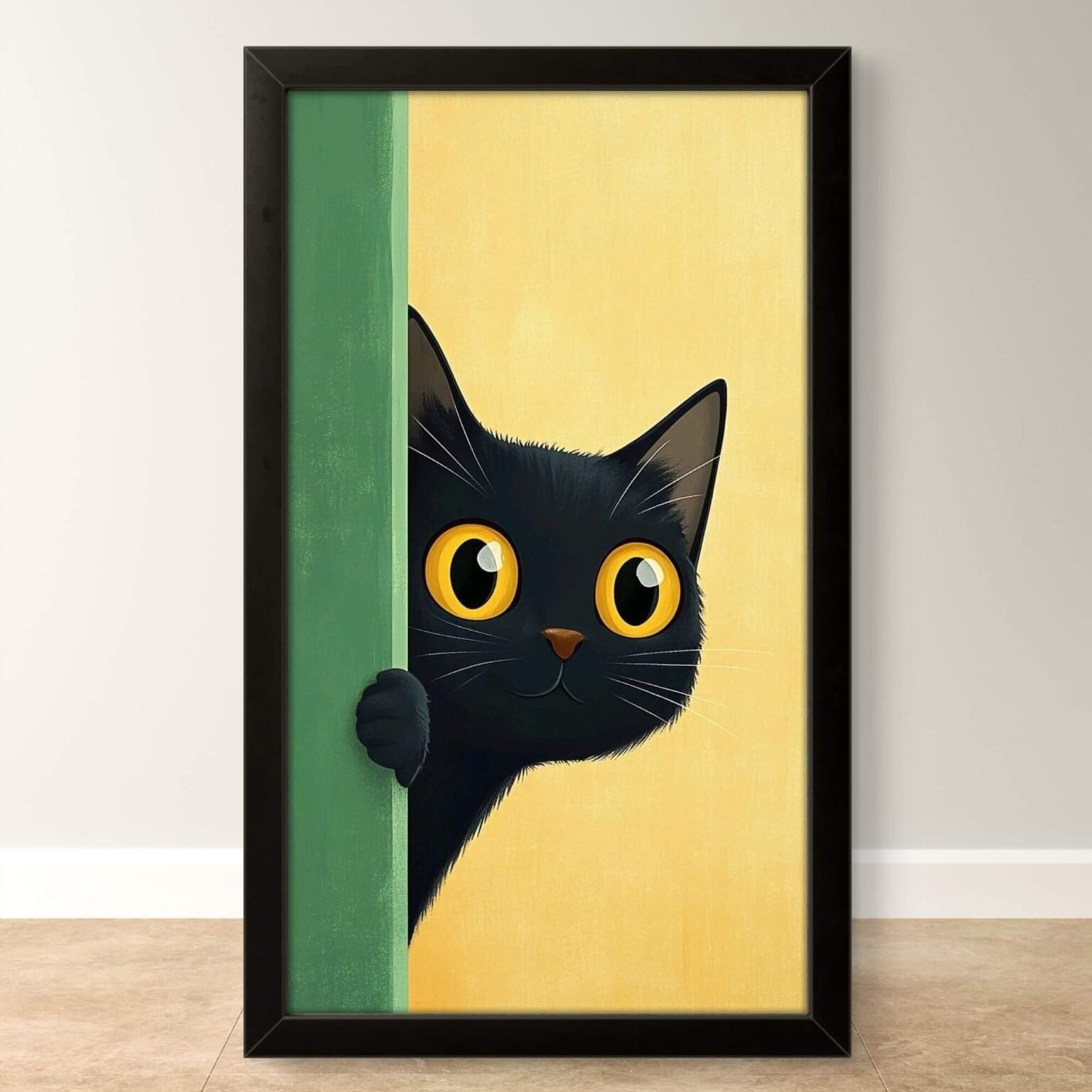 “Peek-a-Boo Cat” – Playful Black Cat Wall Art for Pet Lovers - Picasso Art